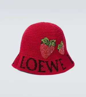 Loewe Strawberry Beaded Bucket Hat