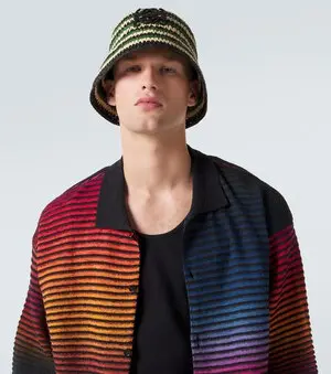 Loewe Paula's Ibiza Striped Raffia Bucket Hat