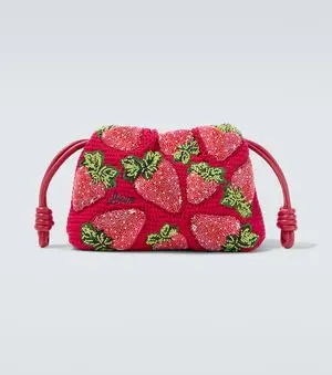 Loewe Paula's Ibiza Flamenco Mini Beaded Clutch - Red