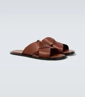 Loewe Paula's Ibiza Flex Leather Sandals - Brown