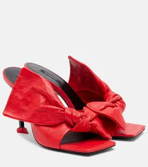 Givenchy Bow Detail Leather Mules - Red