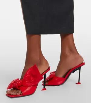 Givenchy Bow Detail Leather Mules - Red
