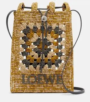Loewe Raffia Pouch With Strap - Beige