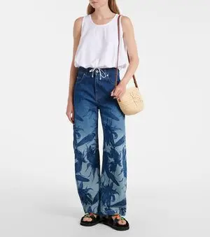 Loewe Paula's Ibiza Printed Barrel-leg Jeans - Blue