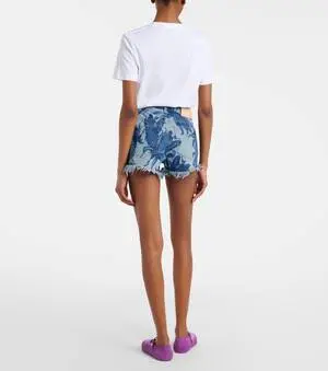 Loewe Paula's Ibiza Frayed Printed Denim Shorts