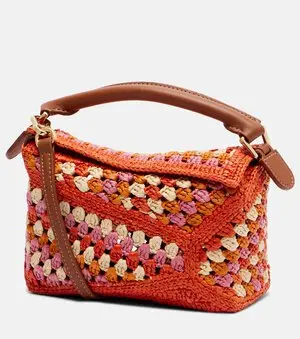 Loewe Paula's Ibiza Puzzle Mini Raffia Top-handle Bag - Orange