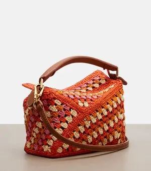 Loewe Paula's Ibiza Puzzle Mini Raffia Top-handle Bag - Orange