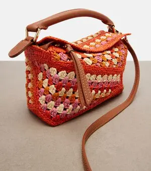 Loewe Paula's Ibiza Puzzle Mini Raffia Top-handle Bag - Orange