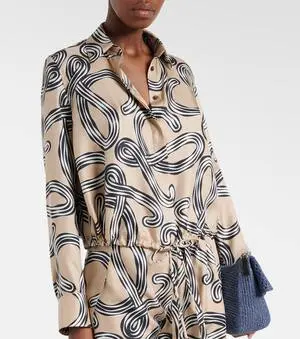 Loewe Paula's Ibiza Anagram Silk Shirt - Beige