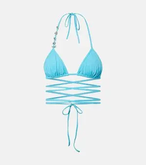 Loewe Paula's Ibiza Jacquard Bikini Top - Blue