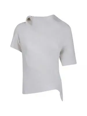 Issey Miyake Asymmetric Ribbed-knit Top - Neutrals