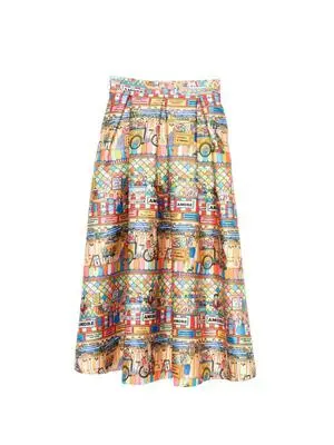 ALESSANDRO ENRIQUEZ Pleated Printed Midi Skirt