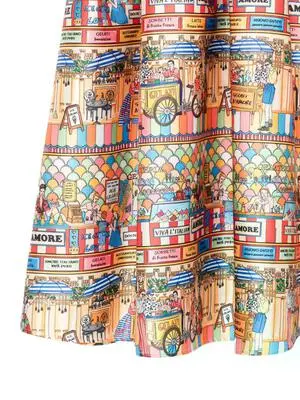 ALESSANDRO ENRIQUEZ Pleated Printed Midi Skirt