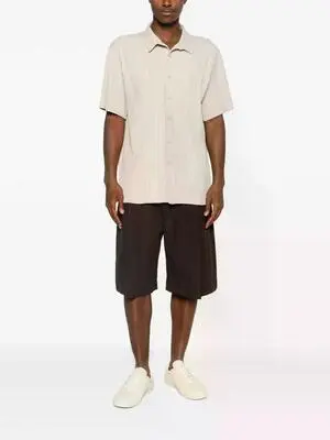GONGDID DESIGN Plissé Striped Shirt