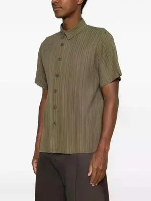 GONGDID DESIGN Plissé Striped Shirt