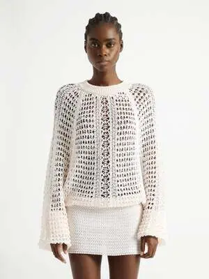 Balmain Crochet Lace Batwing Sleeve Dress