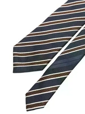 Zegna Diagonal Stripe Textured Neck Tie - Blue