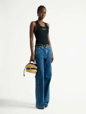 Balmain Paris Embroidered Vest Top - Black