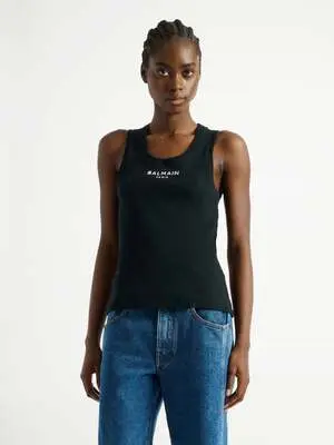 Balmain Paris Embroidered Vest Top - Black