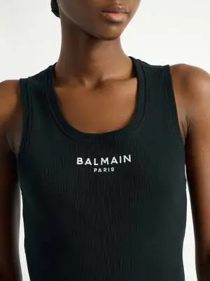 Balmain Paris Embroidered Vest Top - Black