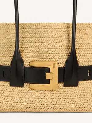Balmain Large Anthem Crochet And Leather Bag - Beige