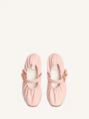 Balmain Anthem Leather Ballet Flats - Pink