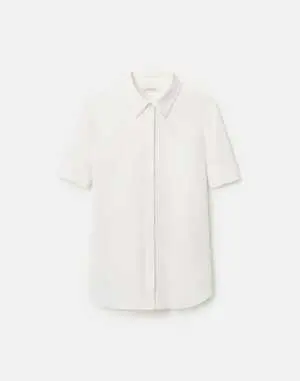 Lafayette 148 New York Organic Silk Georgette Short Sleeve Blouse - Cloud