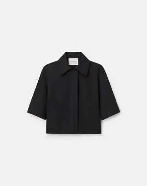 Lafayette 148 New York Cotton Stretch Twill Shirt Jacket - Black