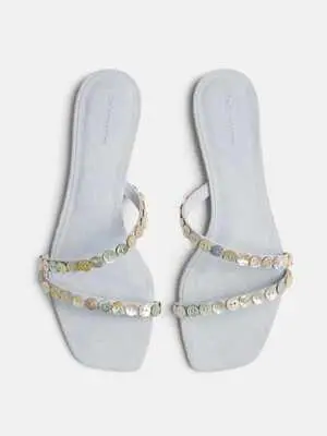 REFORMATION Shoshana Flat Sandal - Blue