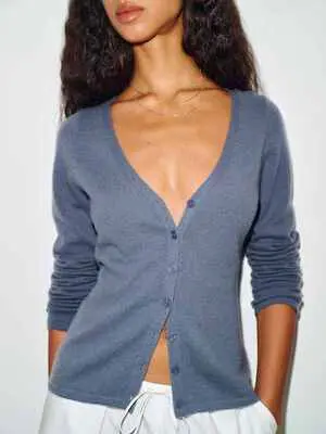 REFORMATION Bloom Cashmere V-neck Cardigan - Grey