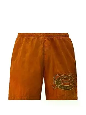 C.P. COMPANY Eco-chrome R Logo-patch Swim Shorts - Orange