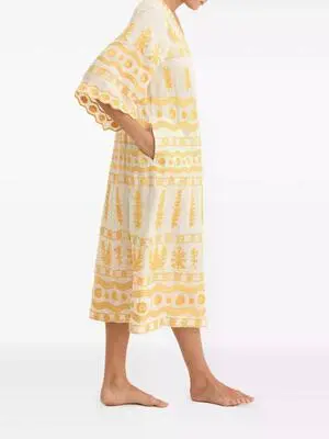 ERES Luxuriance Embroidered V-neck Midi Dress