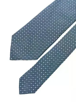Zegna Geometric-pattern Tie - Blue