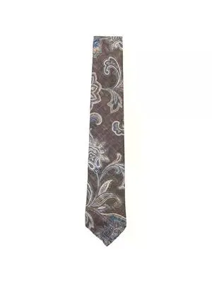 DELL'OGLIO Martin Paisley-Pattern Slub Tie Brown