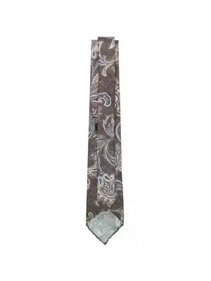 DELL'OGLIO Martin Paisley-pattern Slub Tie - Brown