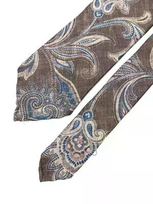 DELL'OGLIO Martin Paisley-pattern Slub Tie - Brown