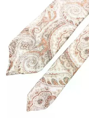 DELL'OGLIO Martin Paisley-pattern Neck Tie - Neutrals