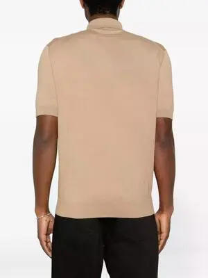 Zegna Short-sleeve Ribbed-knit Polo Shirt - Neutrals