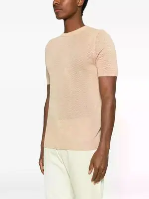 AMARANTO Open-knit T-shirt - Neutrals