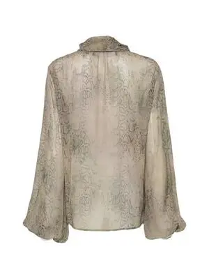 Federica Tosi Snakeskin-print Pussy-bow Blouse