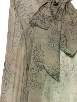 Federica Tosi Snakeskin-print Pussy-bow Blouse