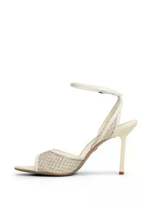 Lola Cruz Crystal-embellished Mesh Sandals - Neutrals