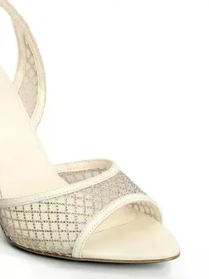 Lola Cruz Crystal-embellished Mesh Sandals - Neutrals