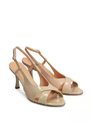 THE SELLER Patent-finish Crossover-strap Sandals - Neutrals