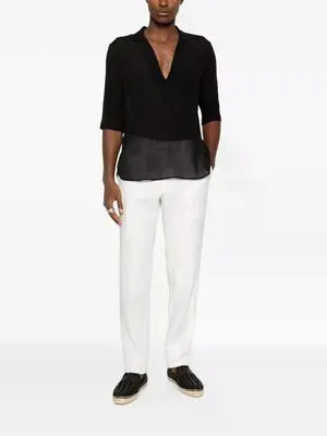 Tagliatore Semi-sheer V-neck Shirt - Black