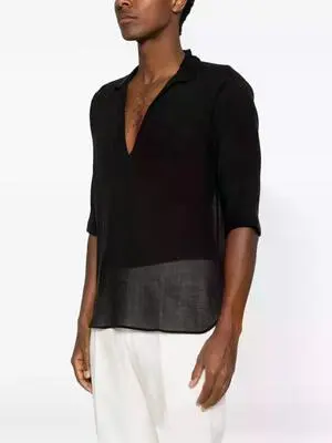 Tagliatore Semi-sheer V-neck Shirt - Black