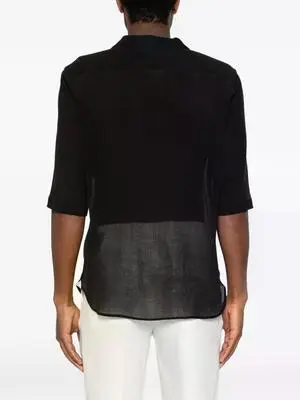 Tagliatore Semi-sheer V-neck Shirt - Black