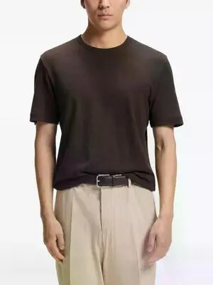 BOSS Cotton-linen T-shirt In A Regular Fit - Brown