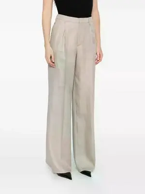 Tagliatore Ebony Pleated Linen Trousers - Neutrals