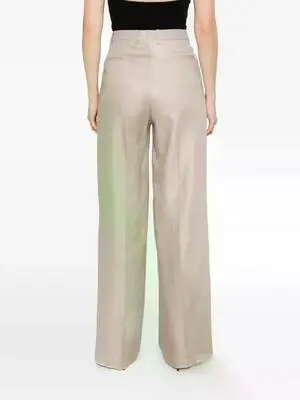 Tagliatore Ebony Pleated Linen Trousers - Neutrals